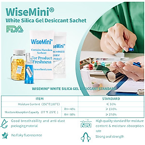 Wisesorb 0.25 Gram 600 Pack Silica Gel Packets, Dessicant Packets, Silica Gel Packs, Moisture Absorbers for Food Storage, Food Safe Desiccant Dehumidifiers
