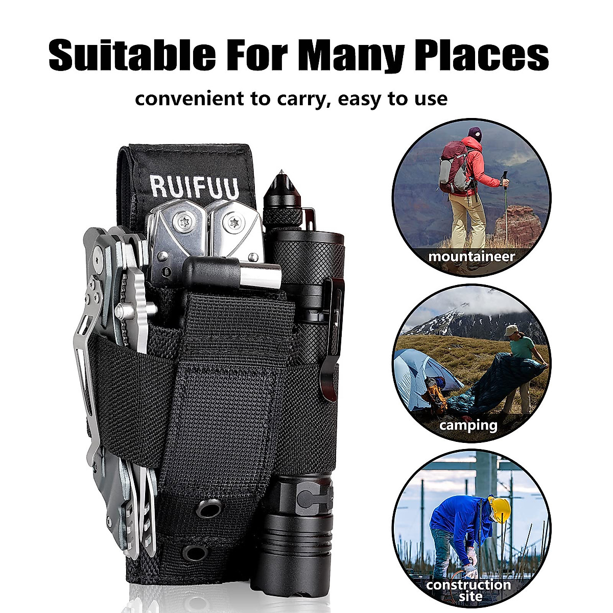 Multitool Sheath for Belt, Molle Flashlight Holder, Universal Sheath Tool Holder, Tactical Carrying Case Men’s Waist Pocket, Carpenter, Handyman, Rescue Essential Tool Storage
