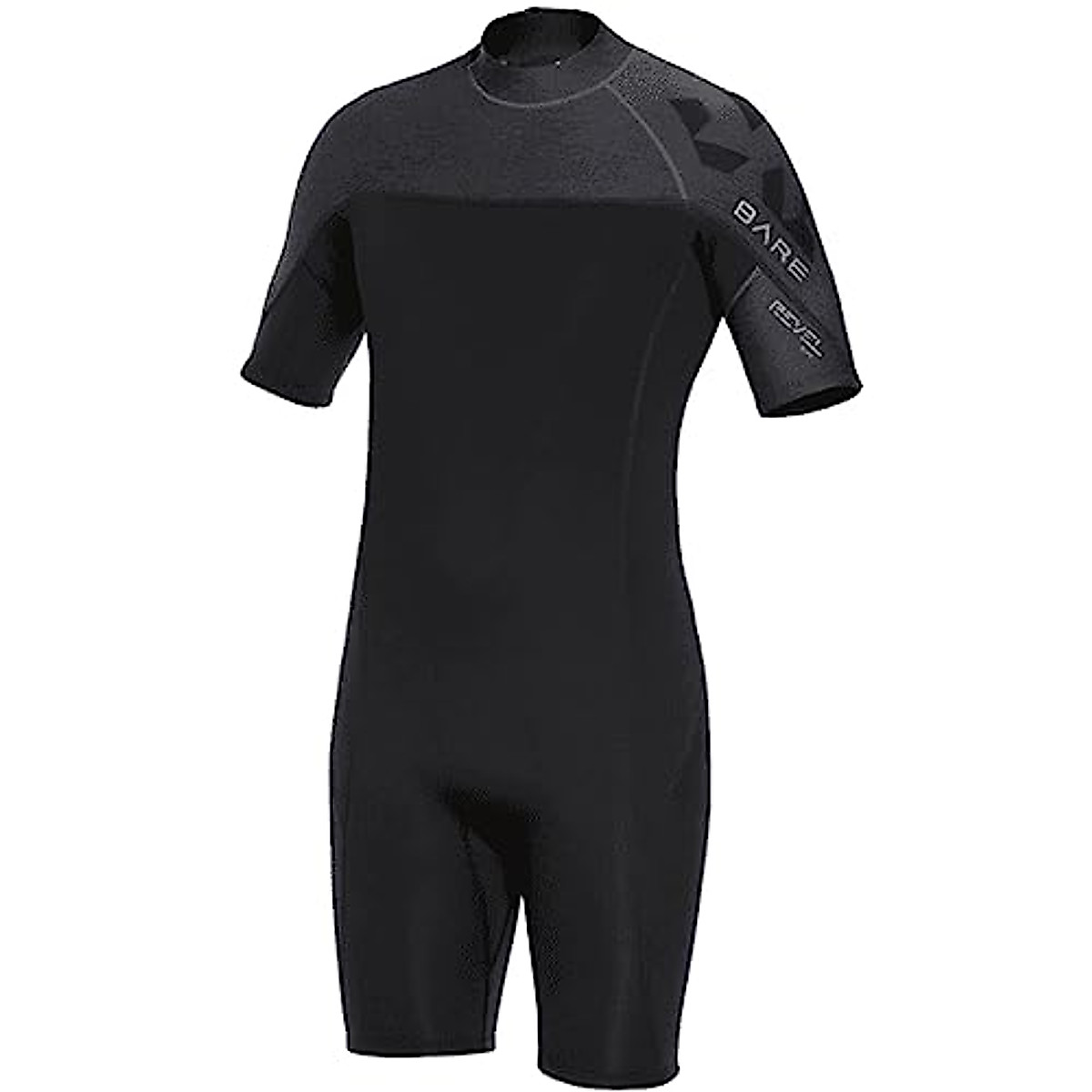 BARE 2MM Revel Men's Shorty Wetsuit | Combines Comfort and Flexibility | Made from a Blend of Neoprene and Laminate | Designed for All Watersports Including Scuba Diving and Snorkeling | Grey - 2XL
