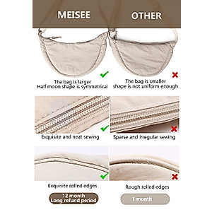 Nylon Crescent Crossbody Bag for Women Men Fanny Pack Crossbody Bag Dumpling Lightweight Travel Sling Bag (02-beige)