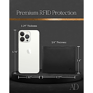 Access Denied Slim Leather Bifold Wallets For Men - Minimalist Mens Wallet RFID Blocking Card Holder With ID Window Gifts For Men
