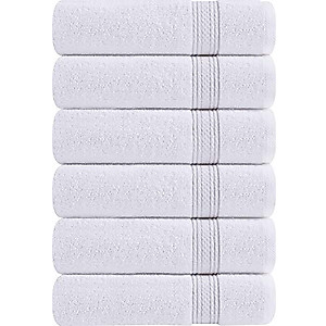 Utopia Towels [6 Pack Premium Hand Towels Set, (16 x 28 inches) 100% Ring Spun Cotton, Ultra Soft and Highly Absorbent 600GSM Towels for Bathroom, Gym, Shower, Hotel, and Spa (White)
