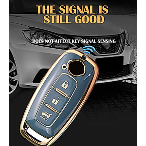 HIBEYO Key Fob Cover for Nissan Qashqai Altima Teana 2022 2023 Key Case Holder 3 Button for Nissan Accessories Smart Key Keychains for Nissan Teana-White