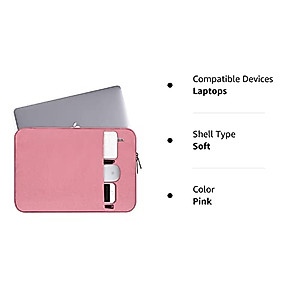 14-15 Inch Laptop Sleeve Bag Waterproof Shockproof Notebook Case for Acer Chromebook 14/Acer Aspire 14", HP Steam 14/HP Chromebook 14, MacBook Pro 15"/15.4", LG Gram 14, 14 inch Laptop Bag, Pink