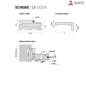 Solid French Door 42 x 80 inches | Quadro 4088 Nebraska Grey with Frosted Glass | Single Regular Panel Frame Trims Handle | Bathroom Bedroom Sturdy Doors