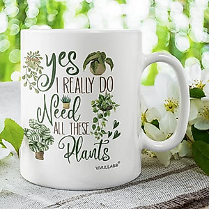 Vivulla68 Gardening Gifts For Women Unique, Gifts For Gardeners, Gardening Mug, Plant Lover Gifts For Woman, Plant Mom Coffee Mug, Yes I Really Do Need All These Plants Cup 11 Oz With Keychain