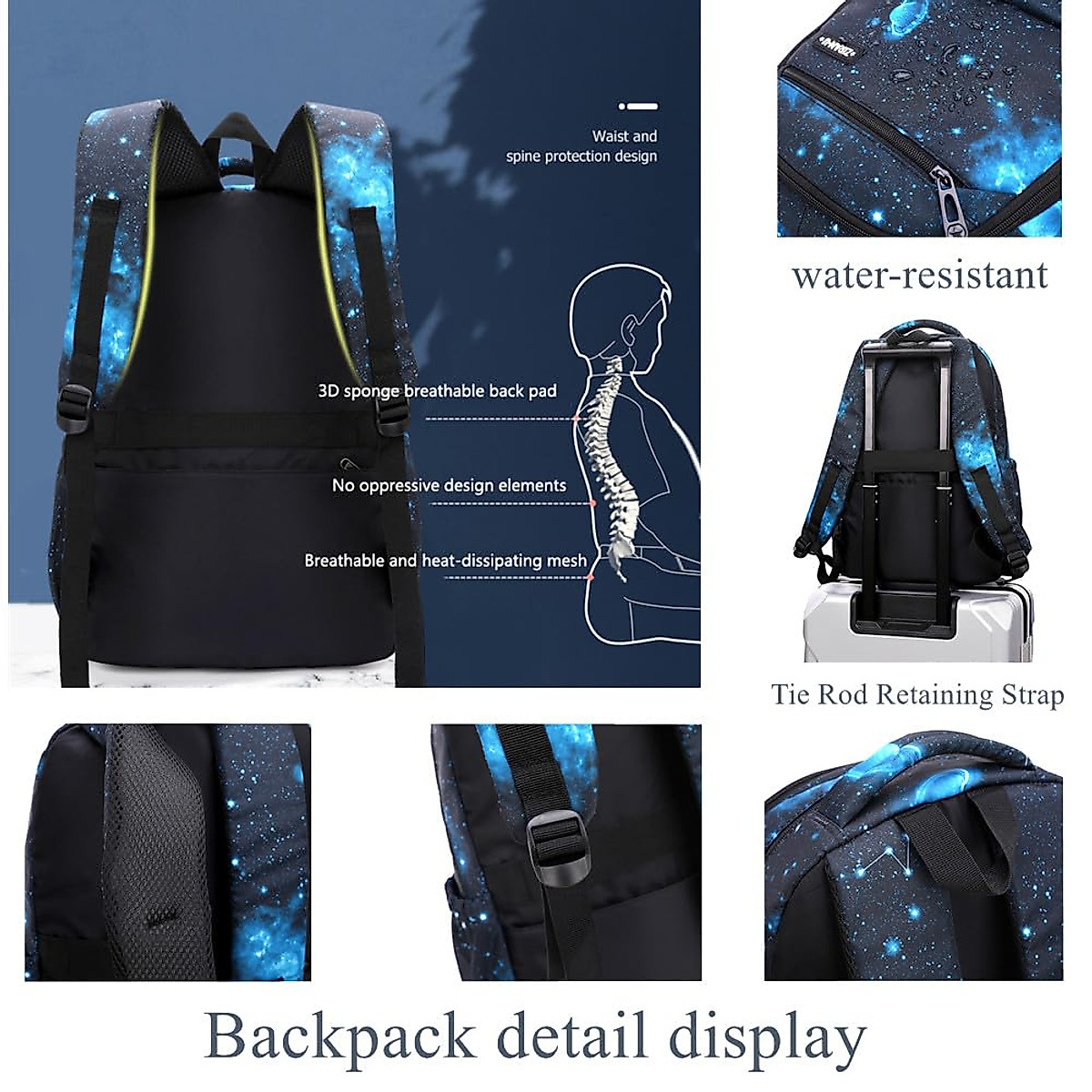 EKUIZAI Lattice Starry Geometric Print Backpack Elementary School Daypack Middle School Students Knapsack Primary Kids Schoolbag