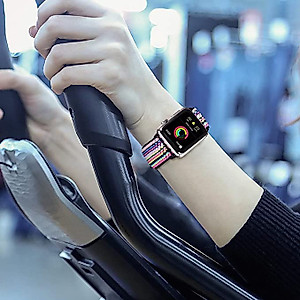 Swhatty 15 Pack Stretchy Nylon Solo Loop Bands Compatible with Apple Watch 41mm 40mm 38mm, Adjustable Braided Sport Elastics Women Men Strap for iWatch SE Series 9 8 7 6 5 4 3 2 1, A