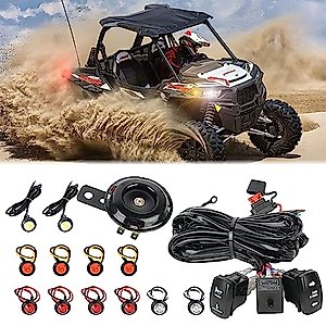 Loud UTV Horn Kit,RZR Horn Kit with Turn Signal Rocker Switch 12V for Polaris RZR Ranger, PRO XP, Can Am, Up to 2021+