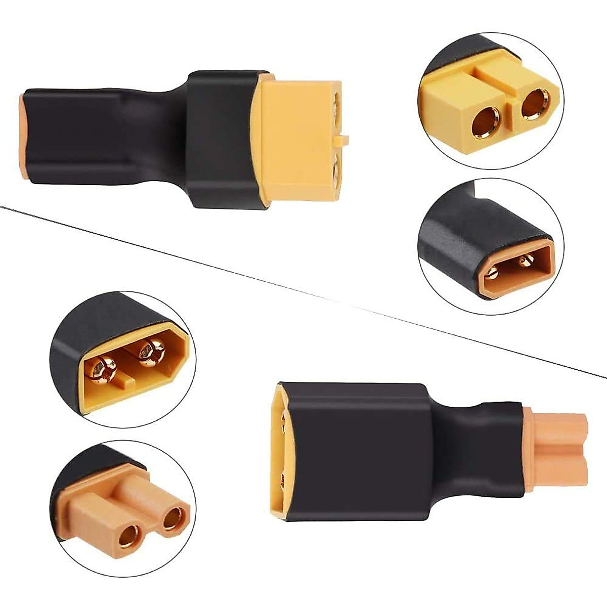 2 Pair No Wires XT30 to XT60 Plug Female Male Adapter Wireless Connector for RC FPV Drone Car Lipo NiMH Battery Charger ESC