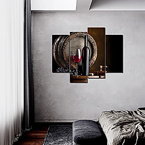 Wine and Fruit with Glass and Barrel Wall Art Painting for Kitchen Pictures Print On Canvas Food The Picture for Home Modern Decoration