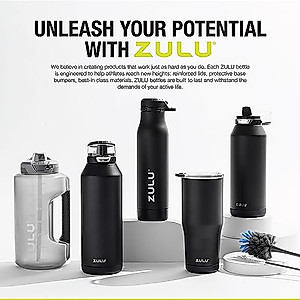 ZULU Goals 64oz Large Half Gallon Jug Water Bottle with Motivational Time Marker, Covered Straw Spout and Carrying Handle, Perfect for Gym, Home, and Sports, Royal Blue