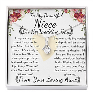 Meaningful Jewelry Gift Alluring Necklace To My Beautiful Niece From Aunt on Her Wedding Day, keepsake gift with Personalized heart touching Message Card (Standard Black box)