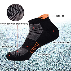 JOYNÉE Mens Ankle Low Cut Athletic Tab Socks for Men Sports Comfort Cushion Sock 6 Pack,Black,Sock Size 10-13