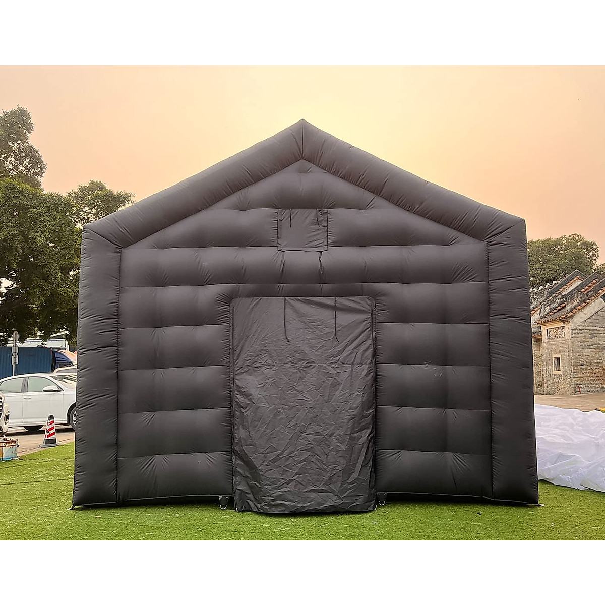 Large Black Inflatable Cube Wedding Tent Square Gazebo Event Room Big Mobile Portable Night Club Tent Party Pavilion for Backyard/Outdoor Events(29.5ftx16.5ft)
