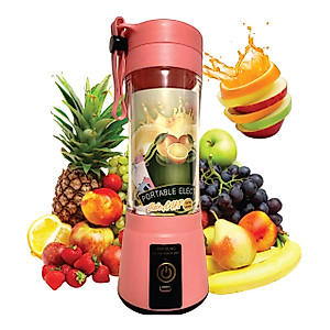 Mueller Austria 380ml USB Rechargeable Battery Blender for Shakes and Smoothies, with 22000 RPM Motor, 3 Stainless Steel Blades, BPA-Free, Pink