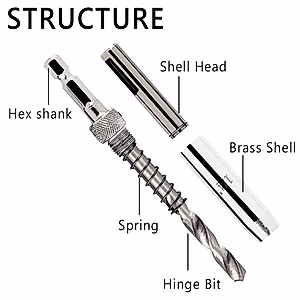 Japard Self Centering Drill Bit Set for Hinges 4 Pcs, 1/4 Hex Shank with 5/64, 7/64, 9/64, 11/64 inches Door Window Cabinet
