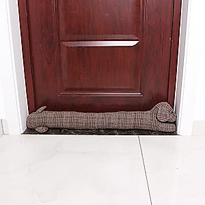 Sanlykate Dog Under Door Draft Stopper for Bottom of Door, 3LB 34-36 Inch Heavy Duty Decorative Animal Fabric Door Draft Blocker, Save Energy Soundproof Seal Guard, Plaid Brown