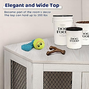 VITESSE Corner Dog Crate 44/52inch, Wooden Dog Crate Furniture for Medium Dogs, Durable Dog Kennel Indoor End Table, Decorative Puppy Kennel with Sturdy Mesh, Heavy-Duty Pet House with Portable Switch