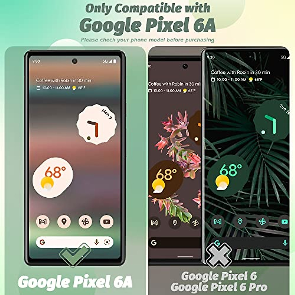 Orzero Phone Case Compatible for Google Pixel 6a 5G, with Screen Protector + Camera Lens Protector (Tempered Glass), Solid Acrylic Back Cover TPU Frame Shock-Proof Body Protection - Crystal Clear