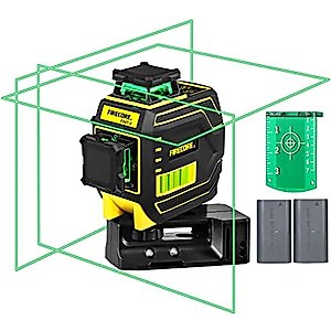 Firecore 3 X 360 Green Laser Level Self-leveling Three-Plane Leveling and Alignment Line Laser Tool with Pulse Mode, 2 Rechargeable Lithium Batteries, Magnetic Pivoting Base, Target Plate(F94T-XG)