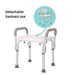 Tool-Free Assembly Spa Bathtub Shower Lift Chair, Adjustable Shower Bench, White Bathtub Lift Chair with Arms
