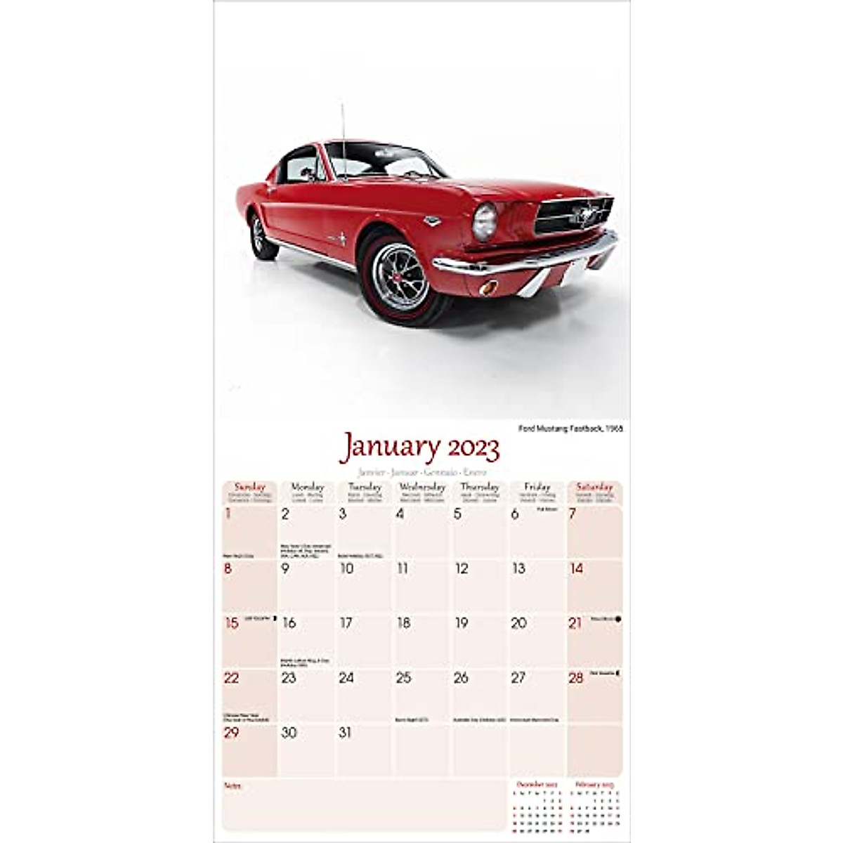 Classic Car Calendar 2023 - American Classic Cars 2023 Calendar by Avonside