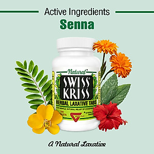 Swiss Kriss Herbal Laxative Tablets, Natural Laxatives for Constipation Relief, Senna Laxative, 250 tablets, (Pack of 2)