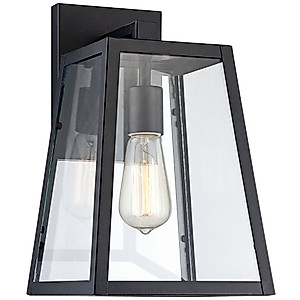 John Timberland Arrington Modern Industrial Outdoor Wall Light Fixture Black 13" Clear Glass Antique Edison Style Bulb Exterior House Porch Patio Outside Deck Garage Yard Front Door Garden Home