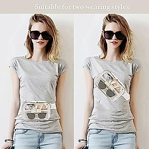 Clear Belt Bag Fanny Pack Stadium Approved for Women Men with Adjustable Strap,Crossbody Clear Waist Bag Pouch for Concerts Hiking Running White