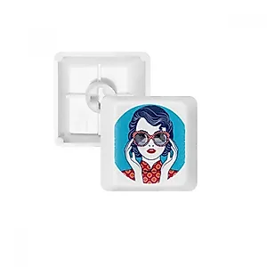 DIYthinker Chinese Culture Blue Woman Glasses Keycap Mechanical Keyboard PBT Gaming Upgrade Kit