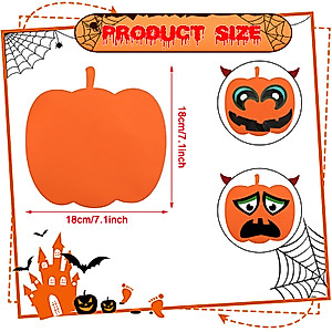 16 Pieces Halloween Foam Craft Kit Halloween Arts Foam Large Pumpkin Foam DIY Pumpkin Decorating and 4 Pieces Halloween Craft Stickers Funny Pumpkin Sticker for Halloween Game Party Favor Decoration