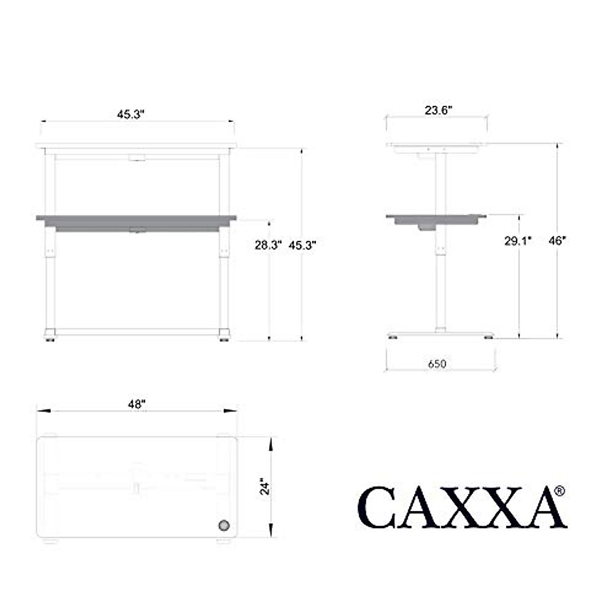 CAXXA Sit Stand Adjustable Height Desk Electric for Home Office (Urban Teak Tabletop, 48" x 24")