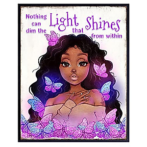 African Americans Black Girl Magic Wall Art & Decor - Black women Inspiration Saying - Women's empowerment Motivational poster - Teen Little Girls Bedroom decoration - Daughter Gift - Family Wall Art