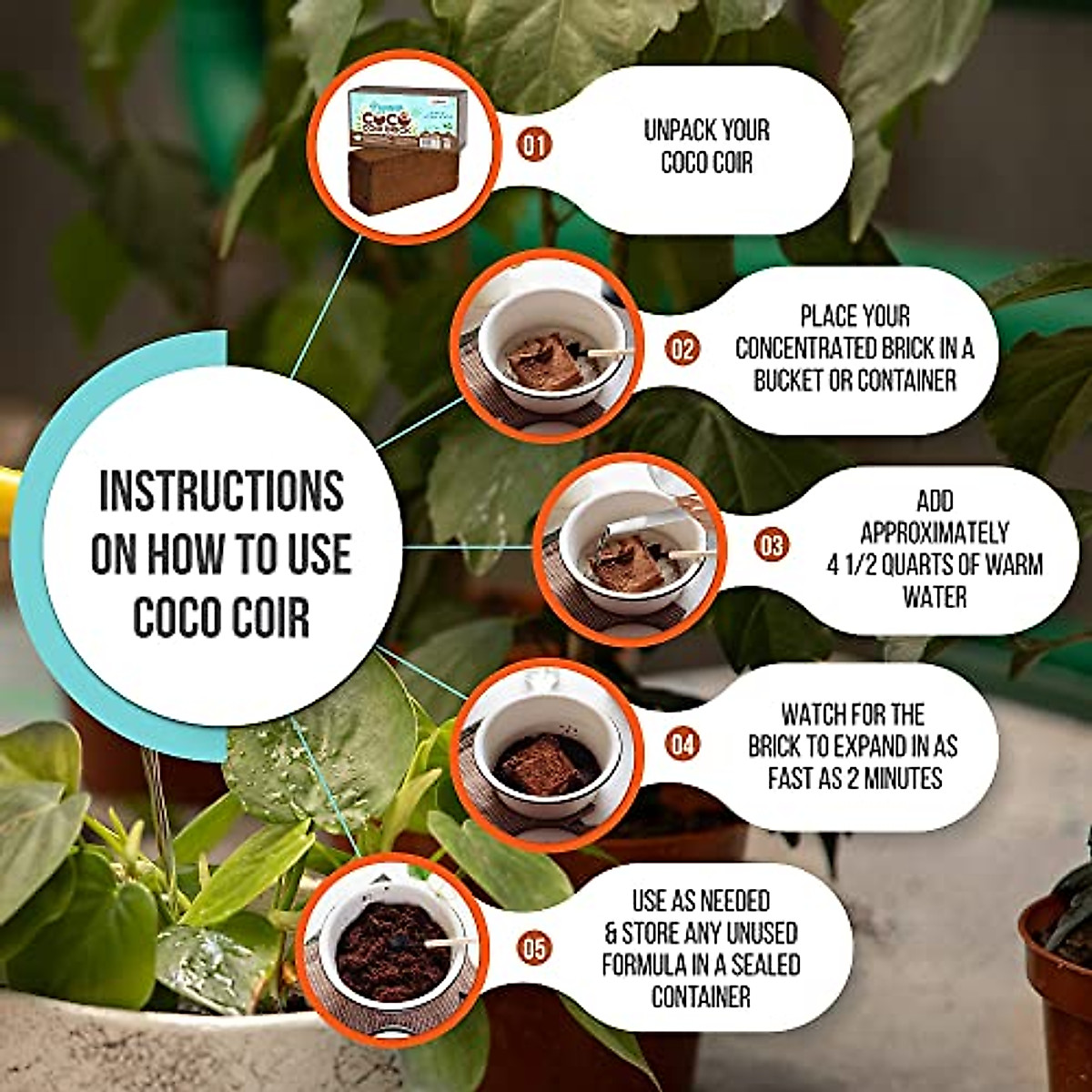 Compressed Coco Coir, 1 Pack Organic Coconut Coir, 1.4 Lb Coco Coir Brick, Coconut Soil with Low EC & pH Balance, Coco Fiber for Herbs & Flowers, High Expansion, Renewable Coconut Soil for Planting