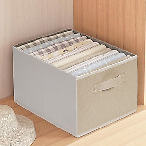 JAKAGO Fabric Storage Bins set of 4 Storage Baskets with Handle Foldable Closet Organizer for Clothes Towel Toys Books Collapsible Clothing Container for Shelves Bedroom Playroom (High-Beige)