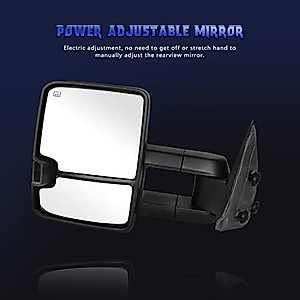 PZ Driver and Passenger Side Tow Mirrors with POWER HEATED,AMBER SIGNAL,Clearance lamp,BLACK,Replacement Fit for 1999-2002 SILVERADO SIERRA 1500 2500/HD 3500