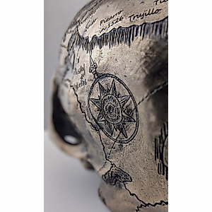 Veronese Design 5 3/8 Inch Craniumography Old Treasure Map Skull Sculpture Cold Cast Resin Bronze Finish Statue