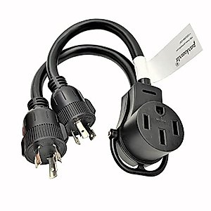 Parkworld 62732 Combiner Adapter Cord, Generator (2) L5-30 Plug Male to RV or EV 14-50 Receptacle Female with Handle