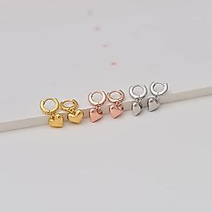 Dainty Puffy Heart Huggie Hoop Earrings • Gold Silver Rose Hoops • 3D Heart • Love Heart Dangle Earrings • Gift for Her • Minimalist 274