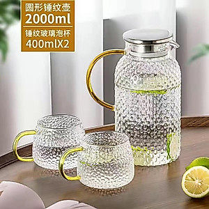 ZYJBM Clear Kettle Teapot High-capacity Kettle Heat-Resistant Glass Bottle with 2 Cup
