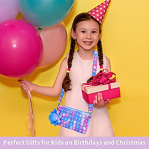 HGB Pop Purse for Girls Shoulder Bag Octopus Pop Fidget Toy Pack, Pop Fidget it Purse Crossbody Handbag, Sensory Silicone Popper Bag Fidget Toy Party Favor Gifts for Kids Adults (Blue White)