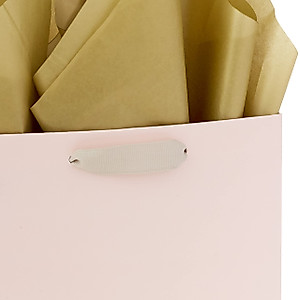 Hallmark Signature Studio 7" Medium Square Birthday Gift Bag with Tissue Paper (Blush Pink, Gold Foil "Happy Birthday") for Wife, Daughter, Sister, Aunt, Teen