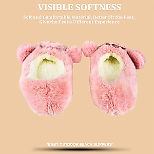 Girls Little Kids Winter Indoor Slippers with Rubber Sole Size 12-13 US Pink