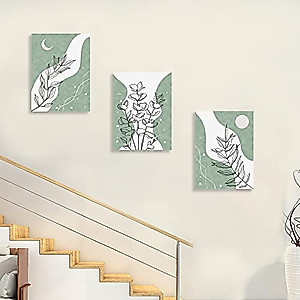 Bohemia Wall Art Set of 3, Framed Canvas Boho Wall Decor, Mid Century Modern Wall Decor for Living Room, Bedroom, Bathroom, Office 12"x16"x3