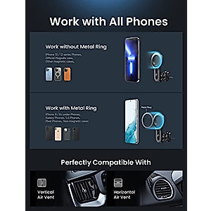 LISEN for MagSafe Car Mount [Powerful Magnets] Magnetic Phone Holder for Car [Easily Install] Hands Free iPhone Car Holder Mount Fit for iPhone 14 13 12 Pro Plus Max Mini MagSafe Cases