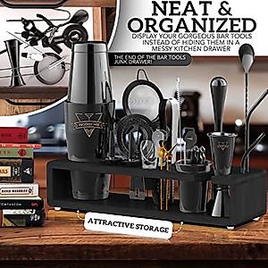 The Complete Mixology Bartender Kit 20-Piece Boston Cocktail Shaker Set - Premium Bar Accessories & Tools Set, Bonus Velvet Bag & Recipe Cards, Stainless Steel Drink Mixer (Gunmetal-Black, 20-Piece)