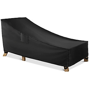 WLEAFJ Patio Chaise Lounge Cover Waterproof, Heavy Duty Outdoor Lounge Chair Covers, Black Durable Patio Furniture Covers, 78L x 34W x 32H inch