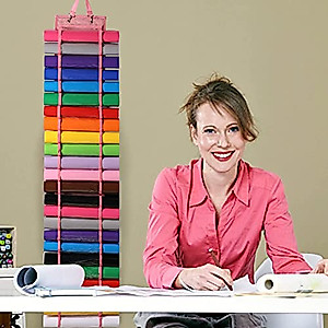 KGMCARE Vinyl Storage Organizer Craft Roll Holder Wall Mount Roll Hanger Rack Hanging Cricut Organizer(Pink)