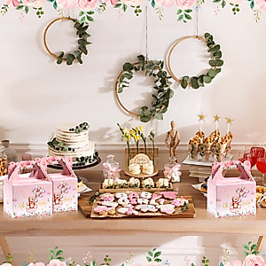 36 Pieces Bear Baby Shower Party Favor Boxes Cute Bear Treat Boxes Paper Candy Cookies Box Decoration for Baby Shower Party Supplies Gender Reveal Bear Themed Birthday Party Decor (Pink)